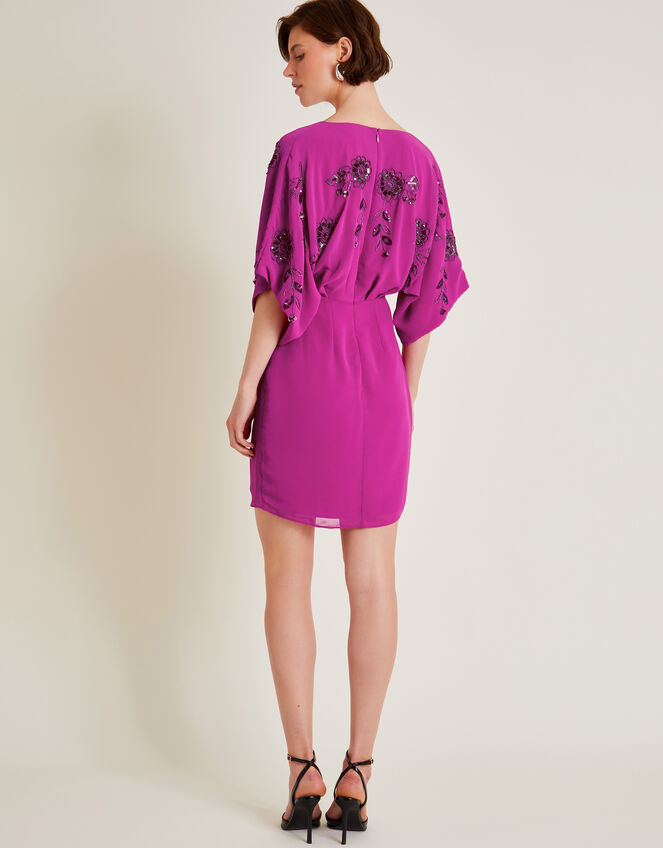 Isla Embellished Short Sleeve Mini Dress Pink | Evening Dresses ...