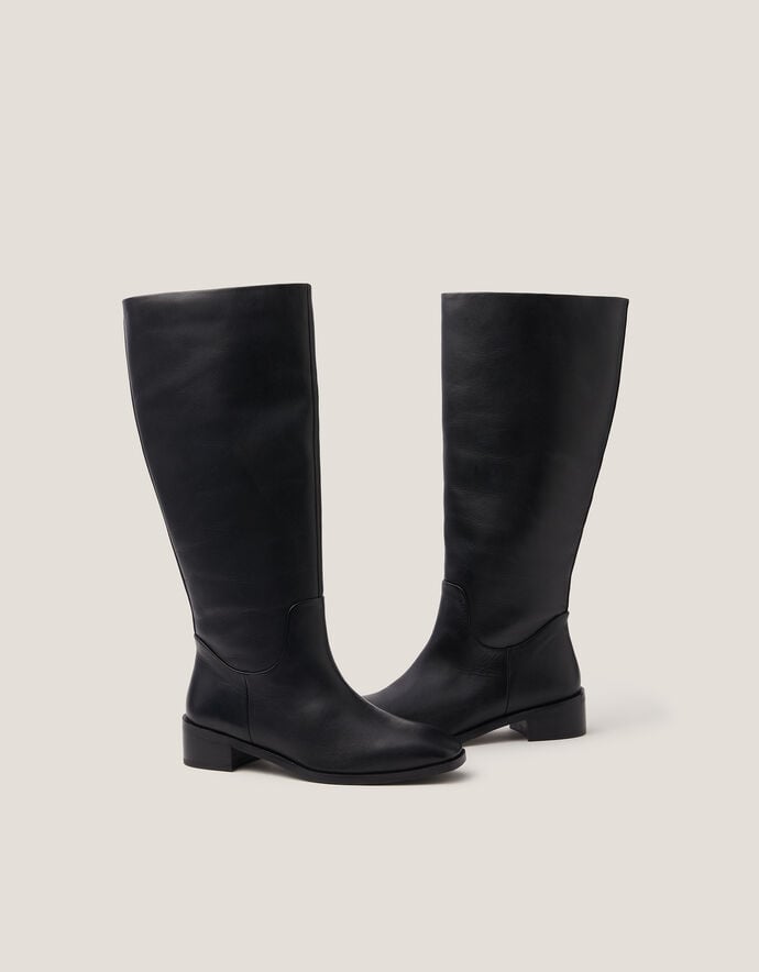 Meg Leather Knee-High Boots Black | Women's Shoes | Monsoon US.