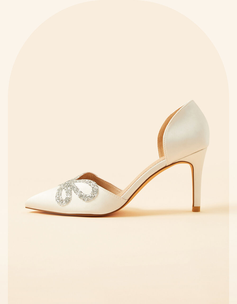 Glitter Bow Pointed Toe Bridal Court Heels Ivory | Women's Shoes ...