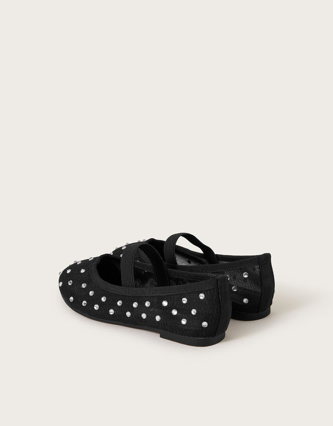 Diamante Mesh Ballet Flats Black | Girls' Flat Shoes | Monsoon Global.