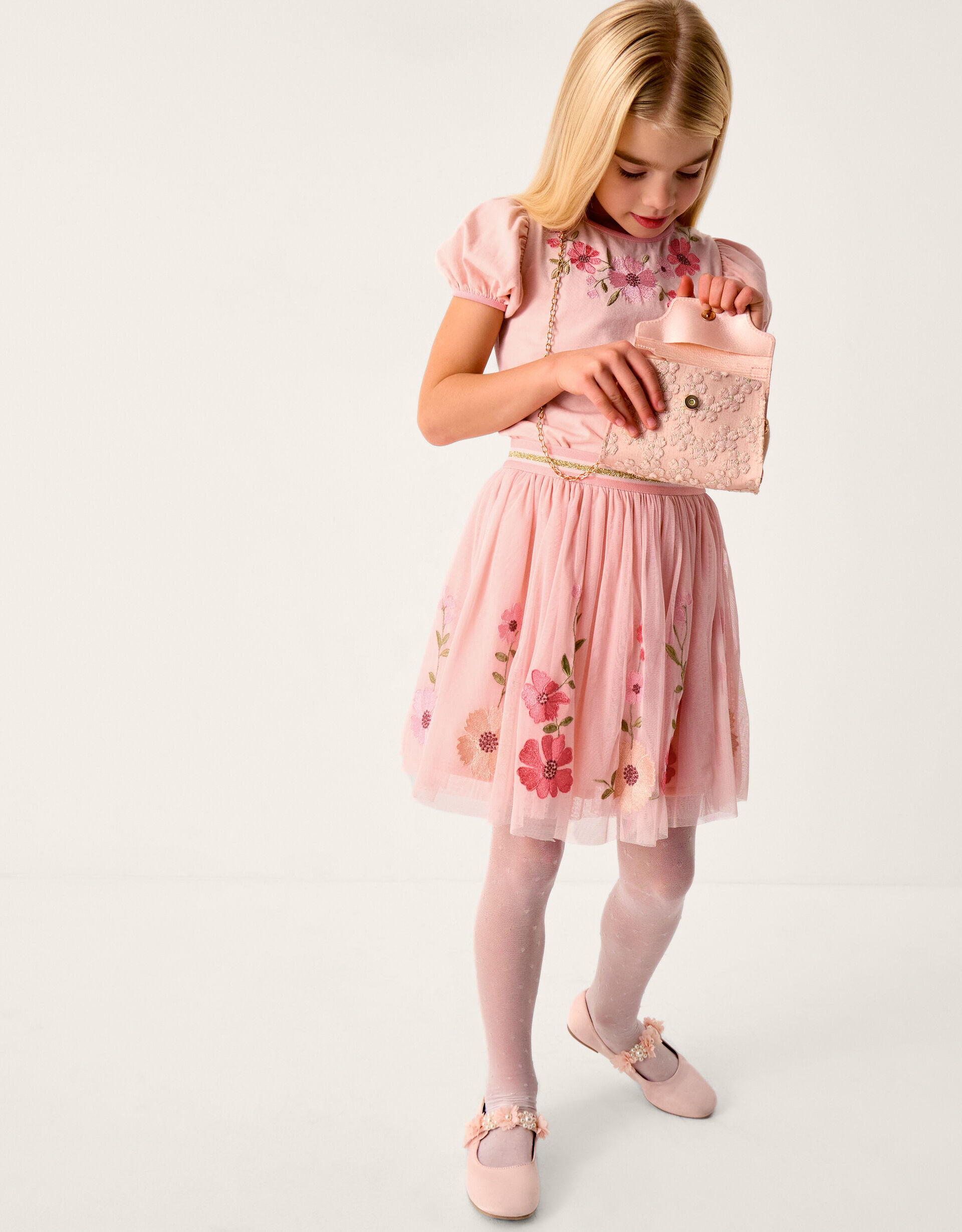 Floral Embroidered Top & Skirt Set Pink | Girls' Sets & Outfits | Monsoon US.