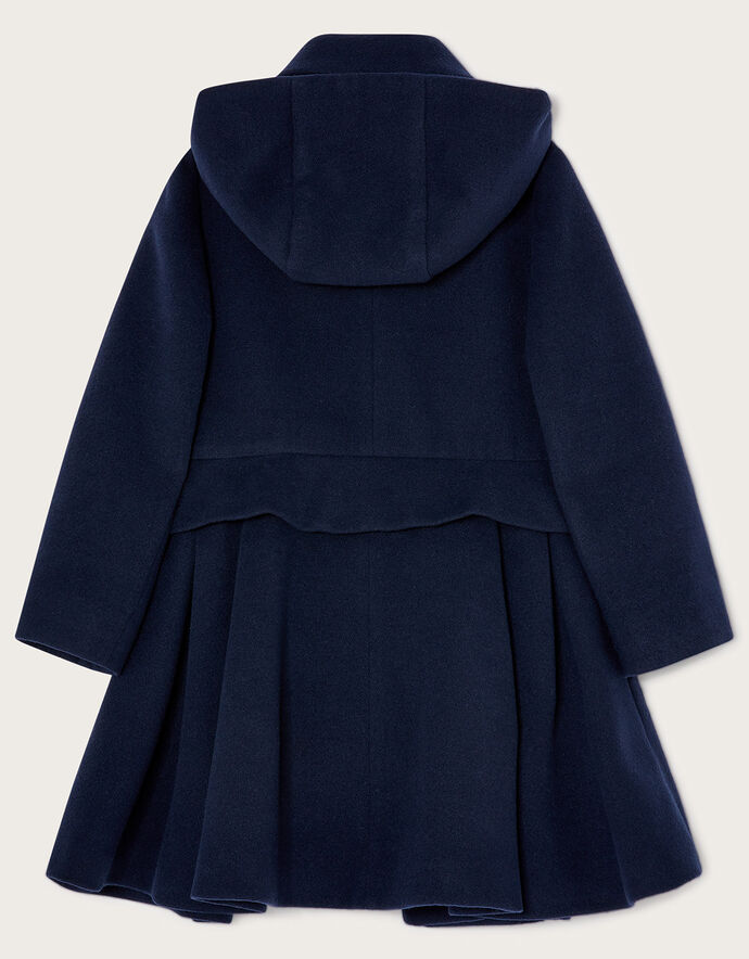 Flap Pocket Hooded Coat Blue
