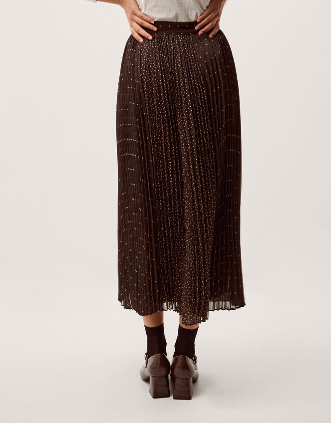 Demi Polka Dot Pleated Midi Skirt Brown | Skirts | Monsoon Global.