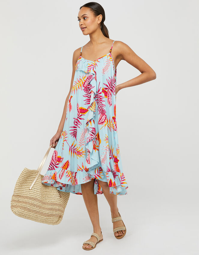 Luma Palm Print Midi Dress in LENZING™ ECOVERO™ Blue