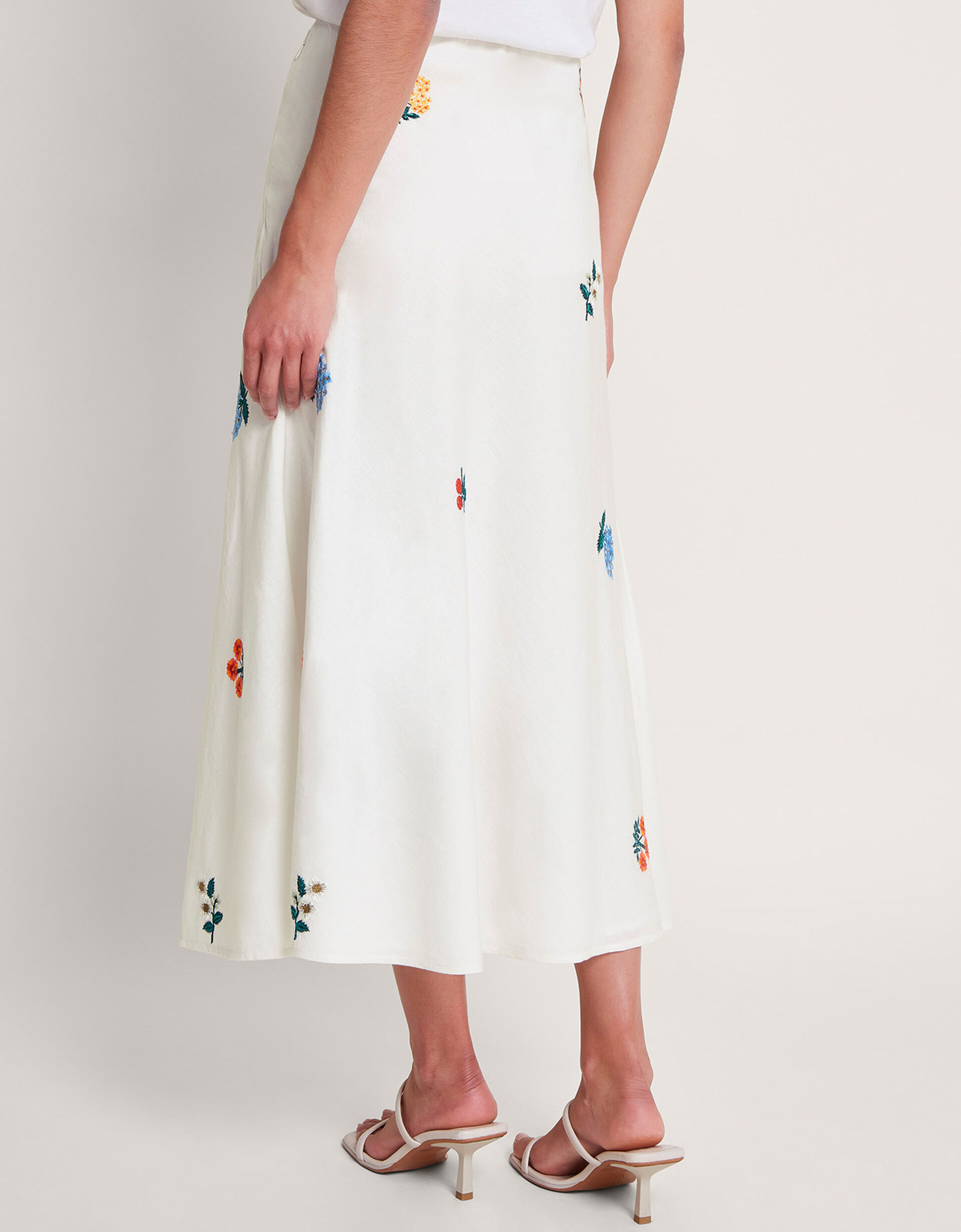 Piera Embroidered Midi Skirt Ivory | Skirts | Monsoon US.