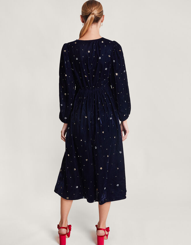 Dakota Embellished Velvet Dress Blue