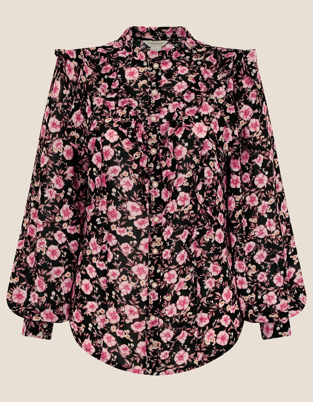 Rachel Floral Print Blouse Black