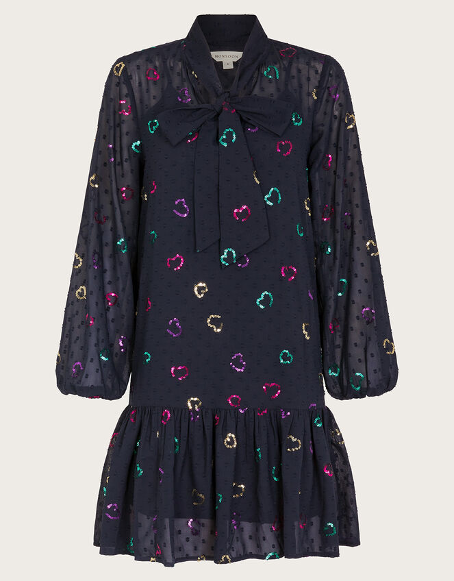 Hope Heart Sequin Dress Blue