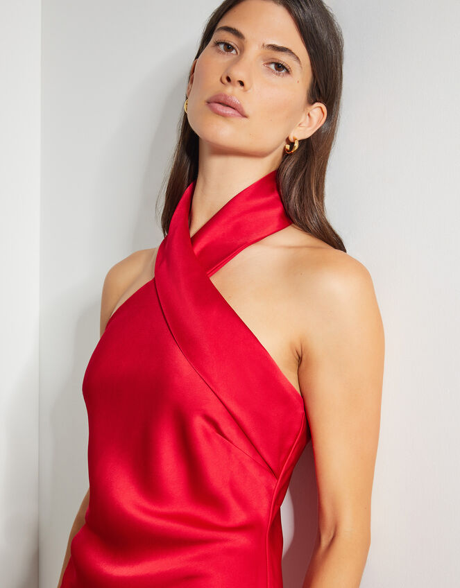 Jodie Halter Satin Maxi Dress Red | Evening Dresses | Monsoon US.