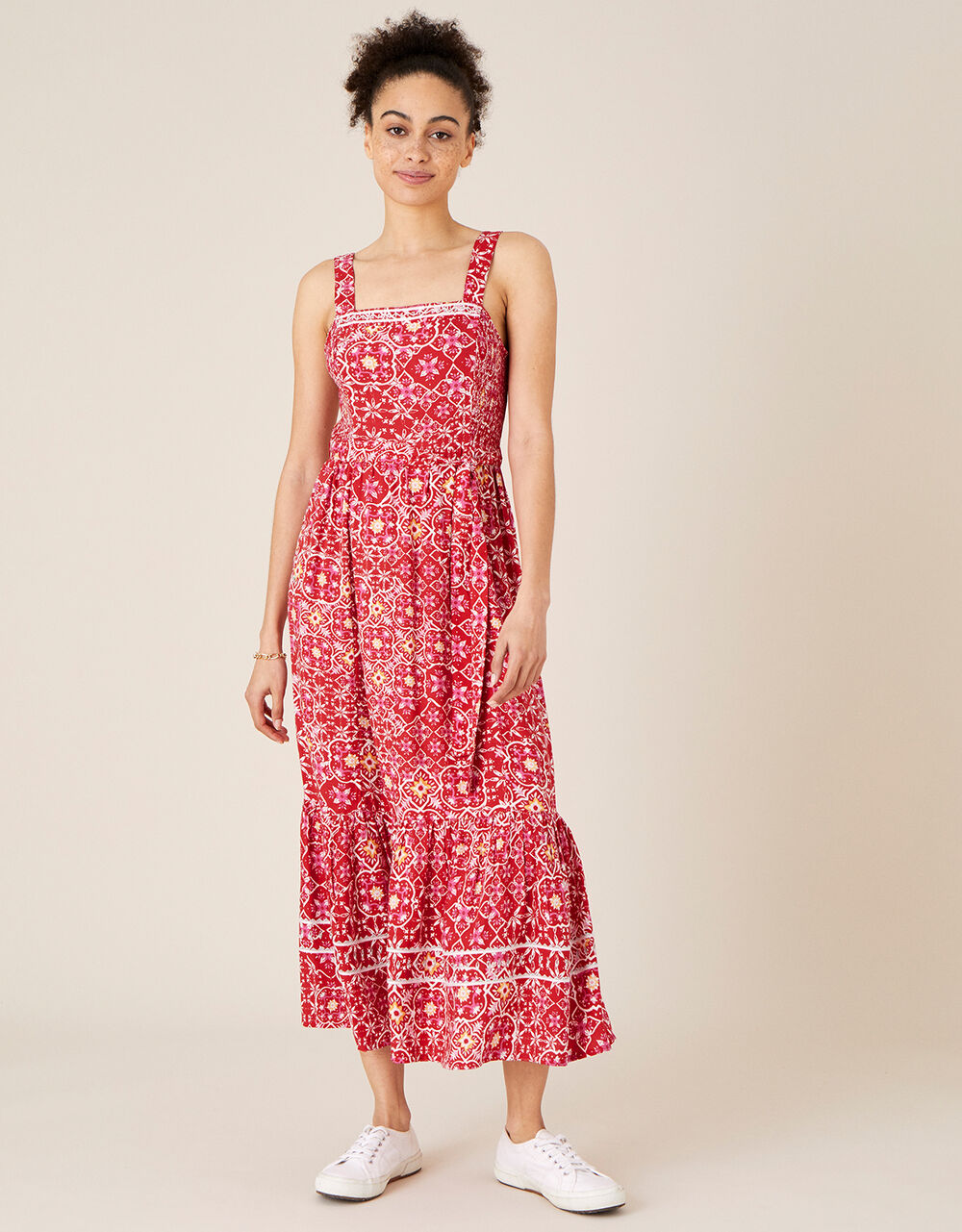 Ebony Printed Sundress in LENZING™ ECOVERO™ Red | Day Dresses | Monsoon ...