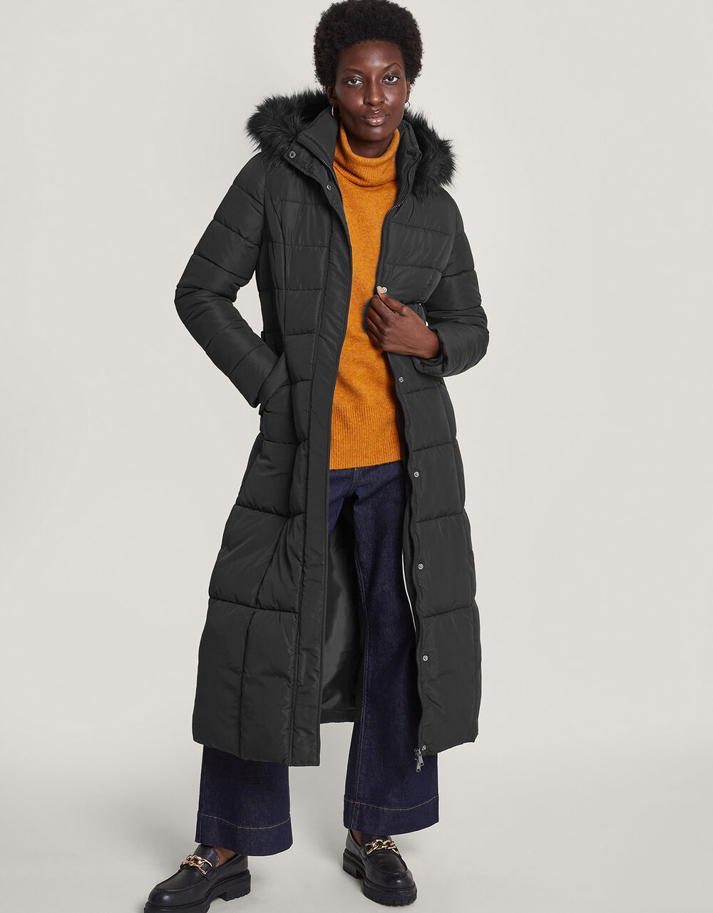 Morgan Hooded Padded Maxi Coat Black | Women's Coats | Monsoon Global.