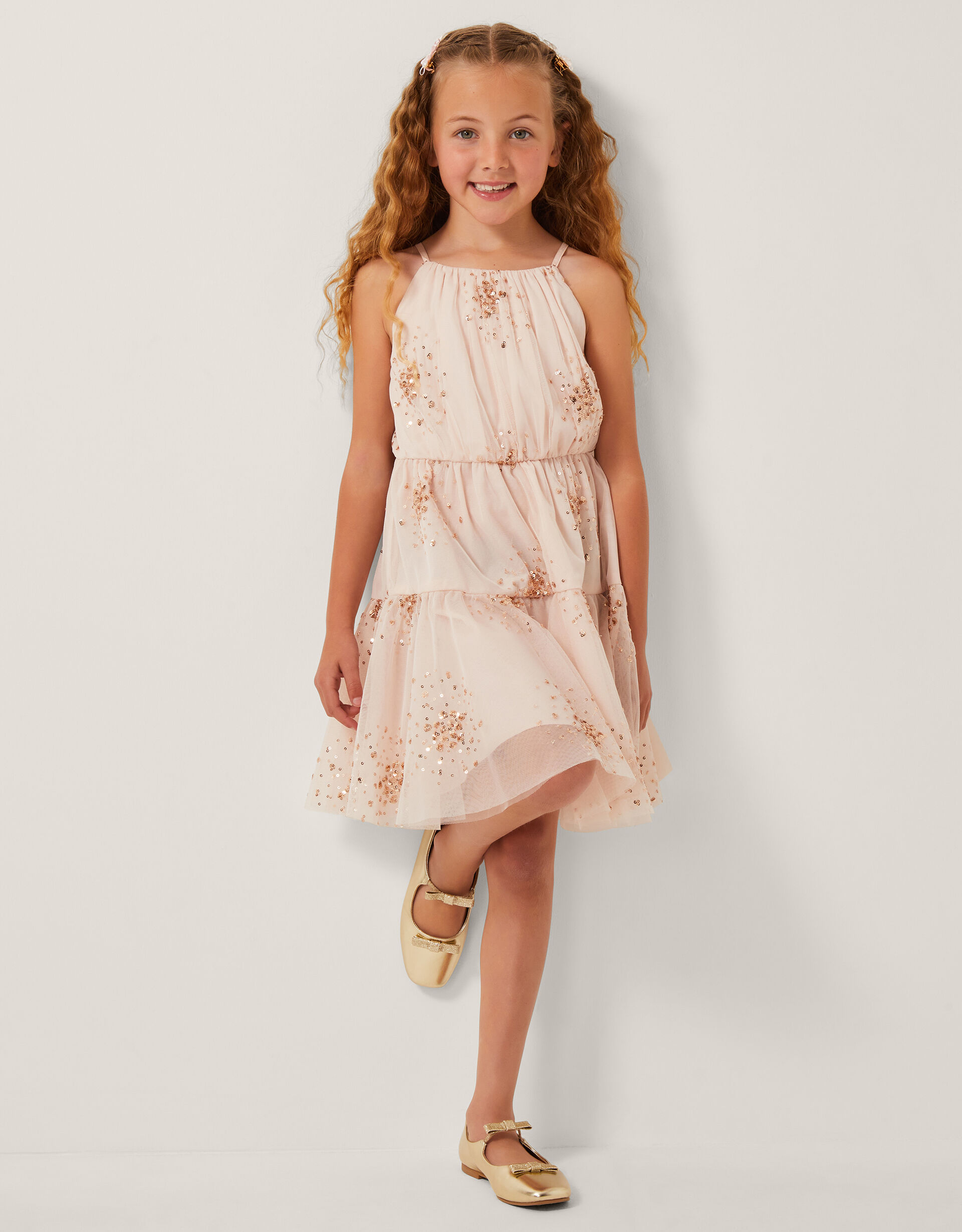 Tilly Sequin Tiered Party Dress Pink | Girls' Dresses | Monsoon ROI.
