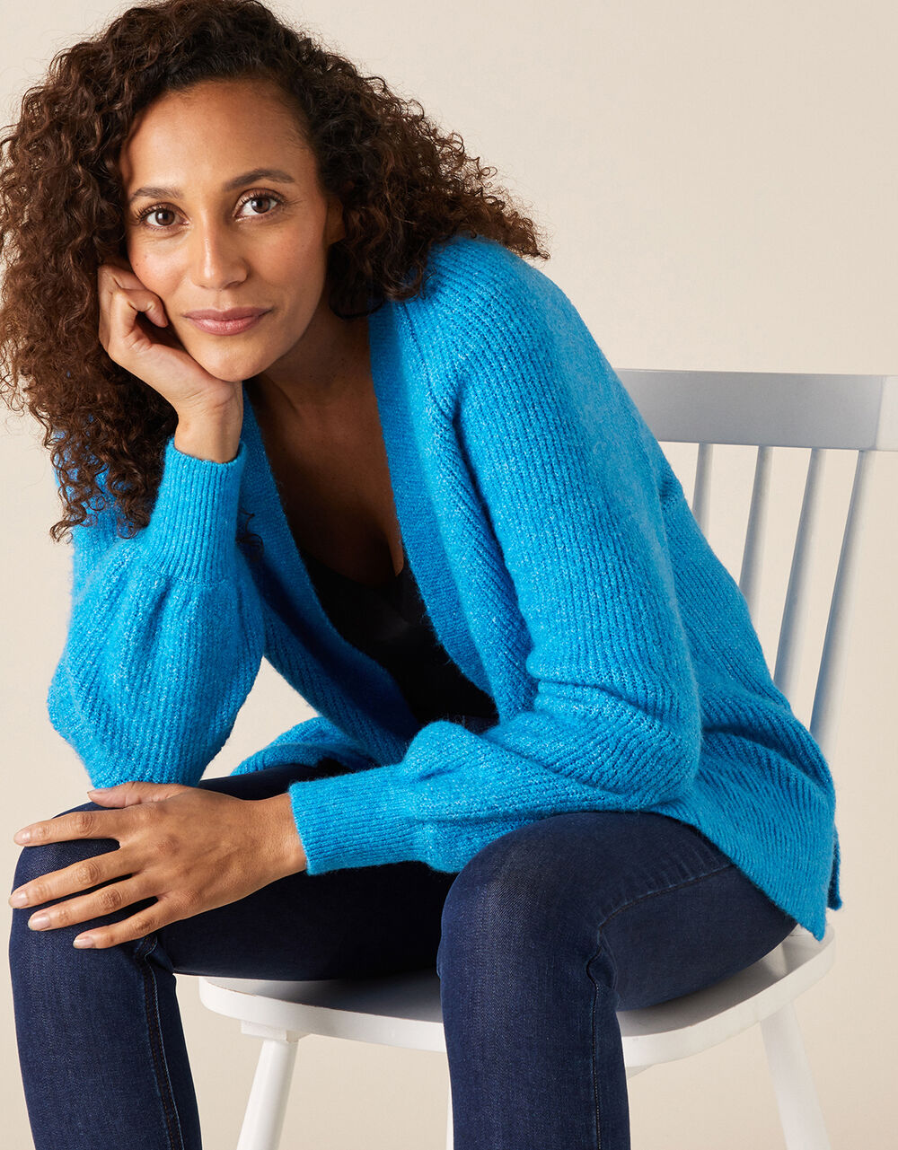 Cosy Knit Cardigan in Wool Blend Blue | Cardigans | Monsoon Global.