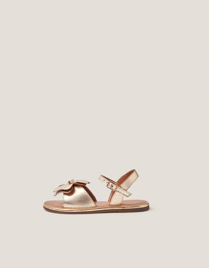 Flower Metallic Leather Sandals Gold | Girls' Sandals | Monsoon US.