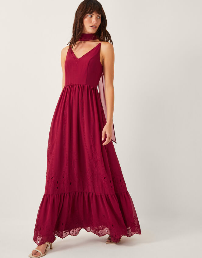 Clare Cutwork Maxi Dress & Scarf Orange | Evening Dresses | Monsoon Global.