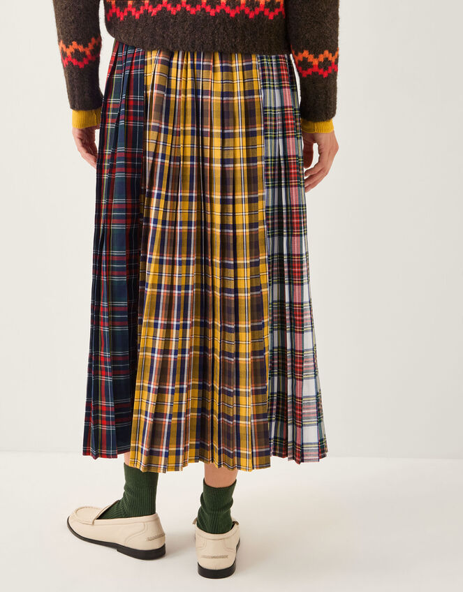 Monsoon x Sarah Corbett-Winder Tartan Pleated Midi Skirt Yellow ...
