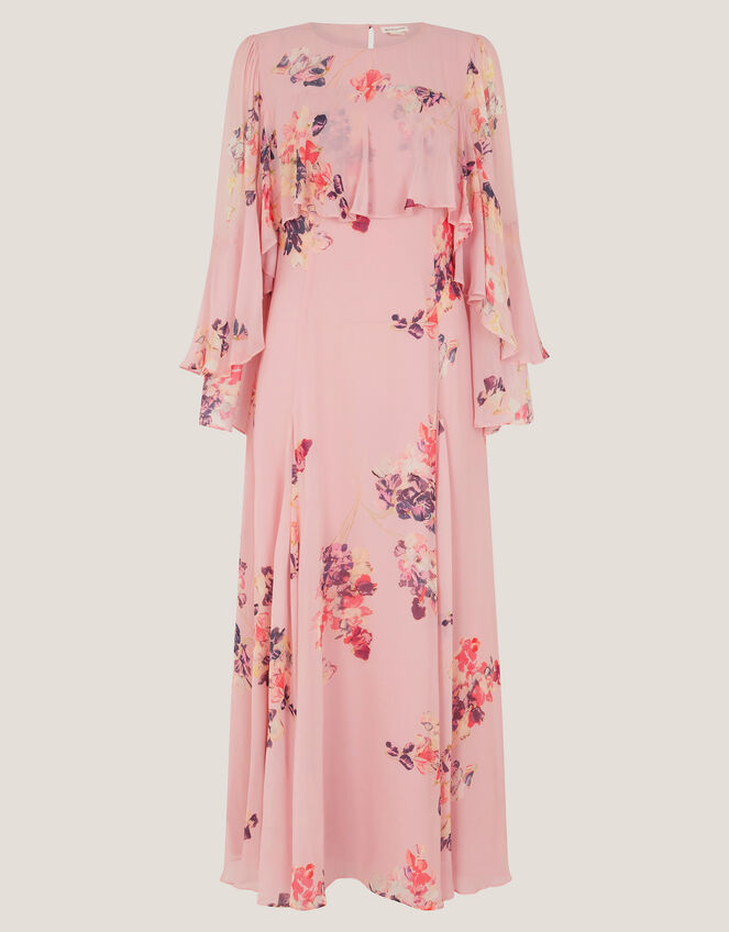 Amber Floral Cape Maxi Dress Pink | Evening Dresses | Monsoon US.
