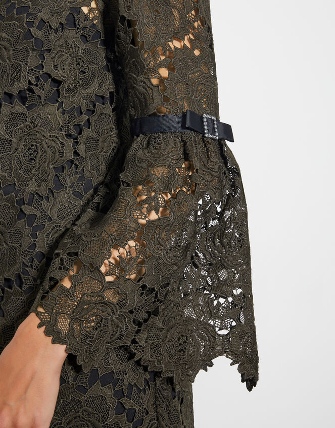 Eliza Long Sleeve Lace Mini Dress Green | Evening Dresses | Monsoon US.