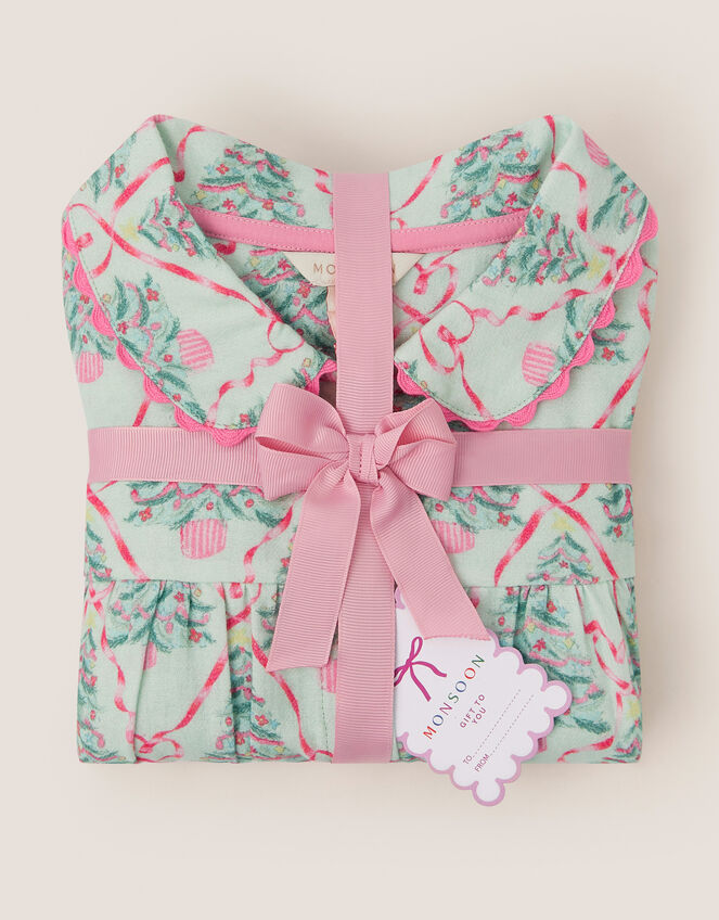 Christmas Tree Print Long Pyjamas Set Green