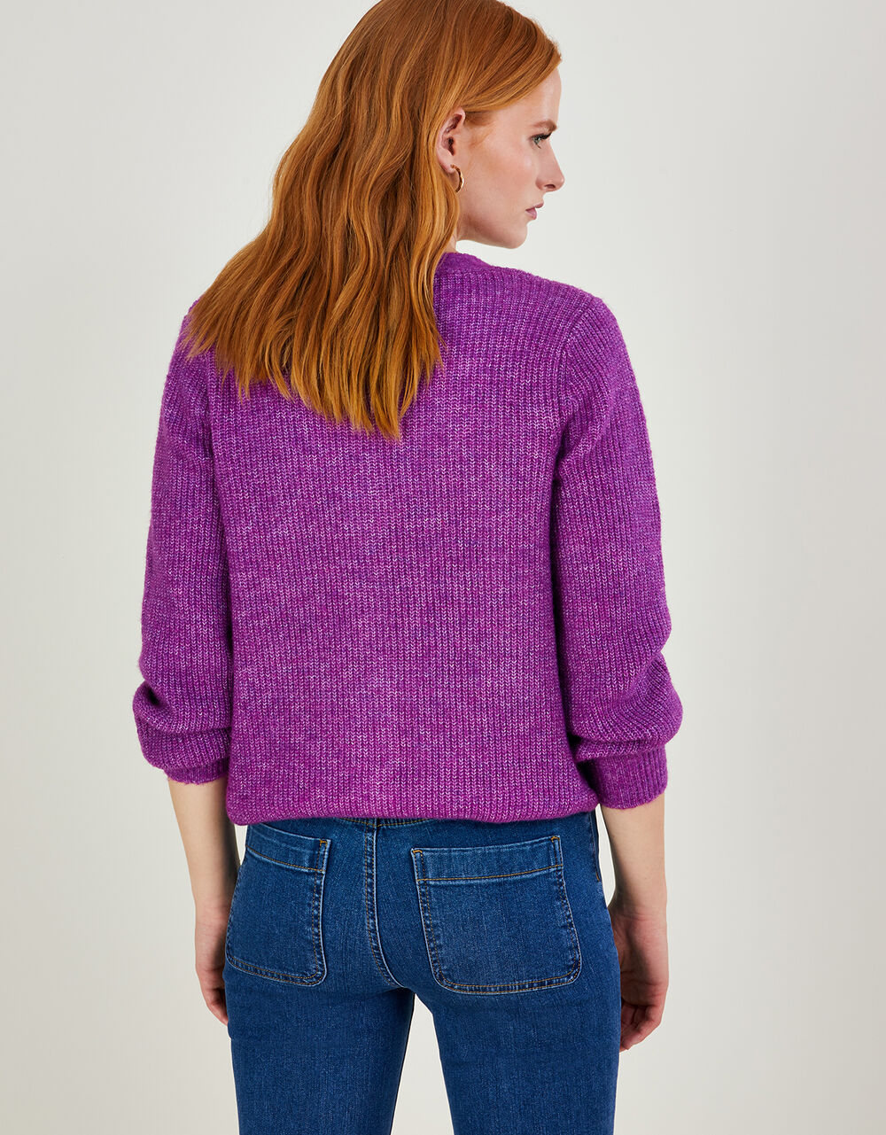 Super-Soft Ribbed Knit Cardigan Purple | Cardigans | Monsoon Global.