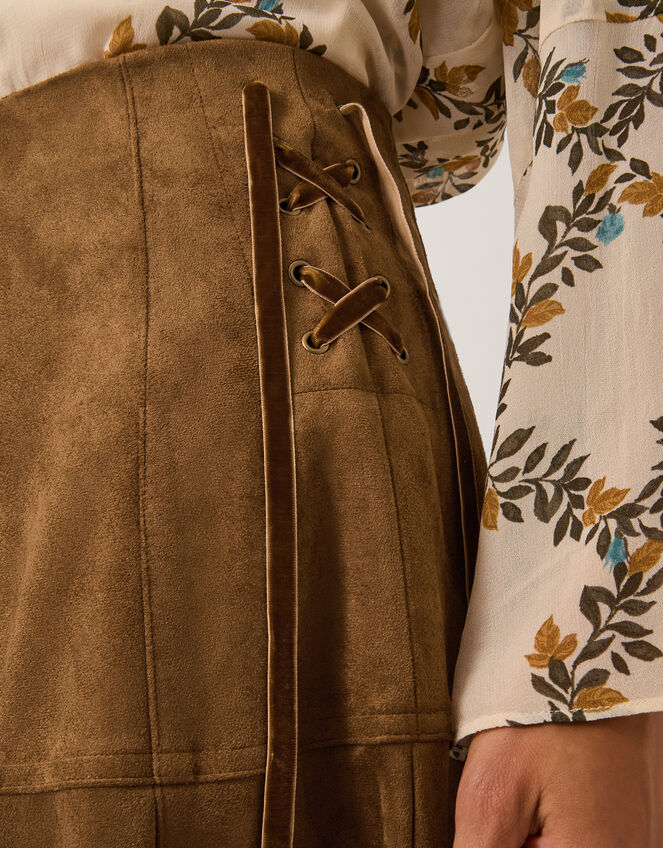 Macy A-Line Faux Suede Midi Skirt | Skirts | Monsoon Global.