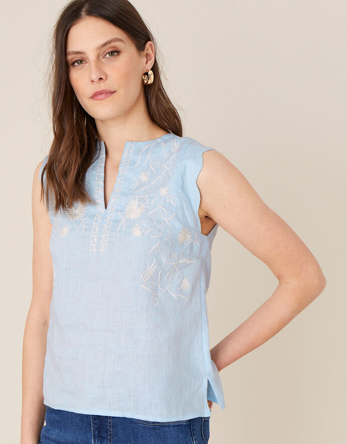Floral Embroidered Tank Top Blue | Vests, Camisoles And Sleeveless Tops ...