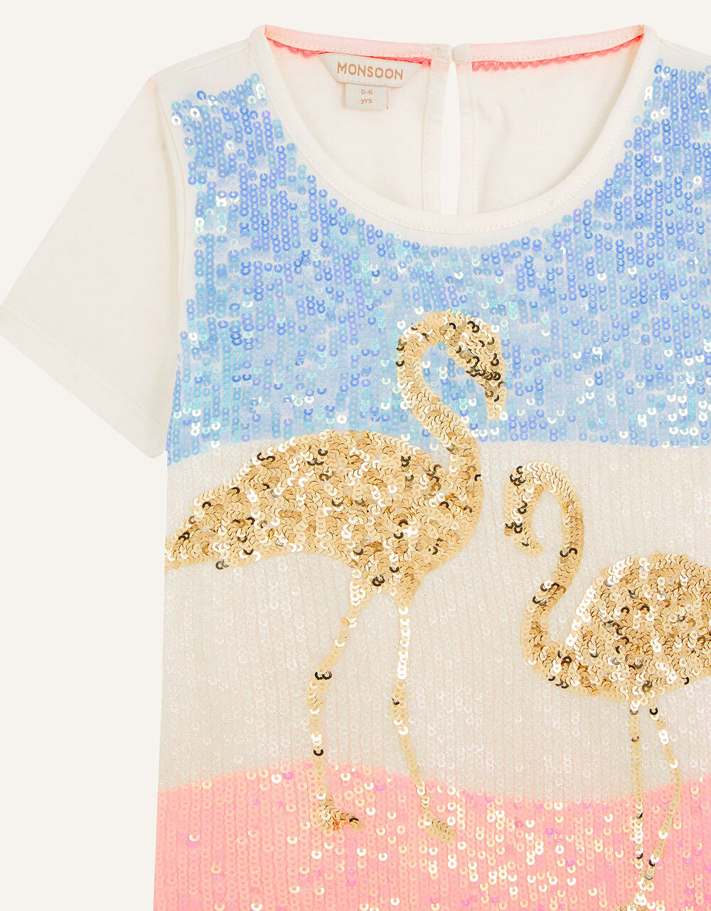 Sequin Flamingo Top Ivory | Girls' Tops & T-shirts | Monsoon Global.