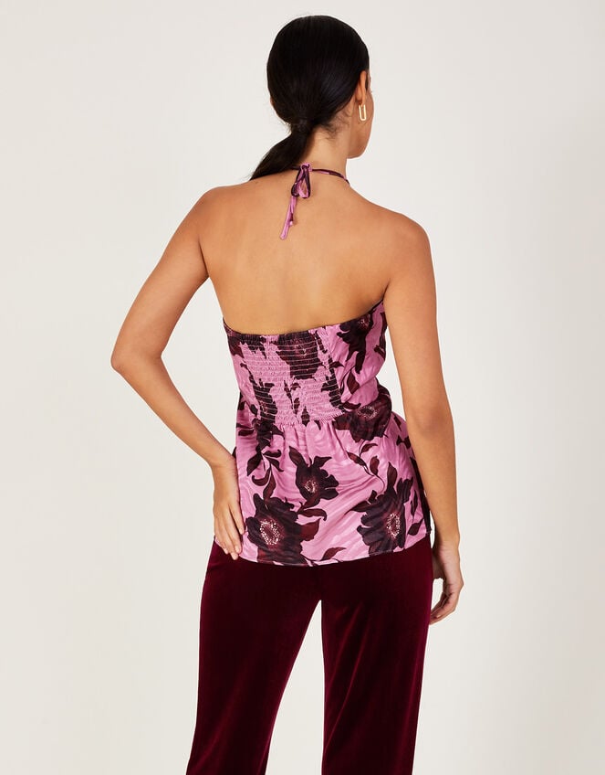 Peonella Print Halter Top Pink