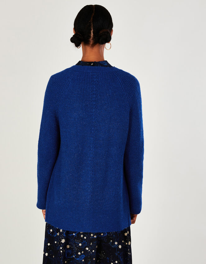 Super-Soft Ribbed Knit Cardigan Blue | Cardigans | Monsoon Global.
