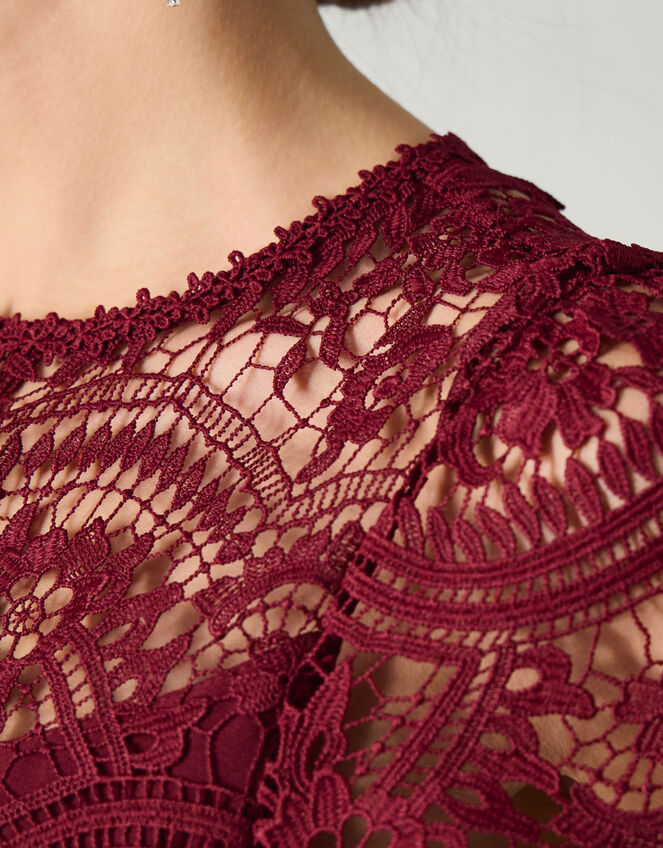 Monica Lace Midi Bridesmaid Dress Red | Evening Dresses | Monsoon Global.