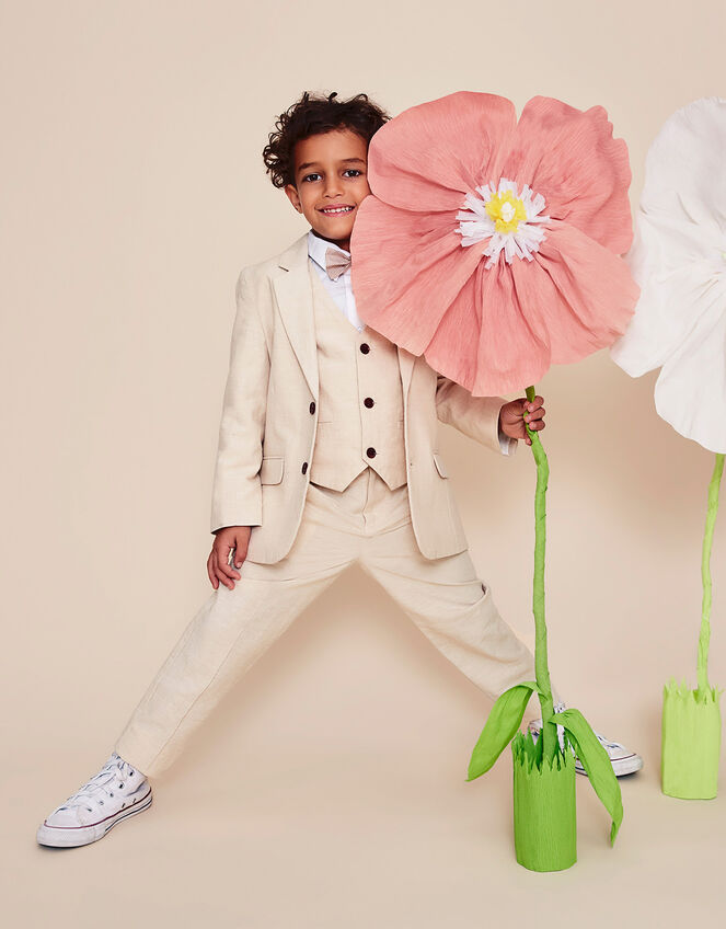 Four-Piece Smart Suit in Linen Blend Natural | Boys' Suits & Separates ...