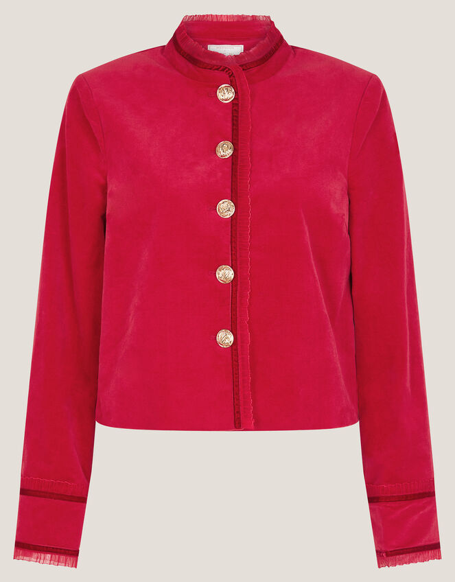 Monsoon x Sarah Corbett-Winder Velvet Military Jacket Red | Women's ...