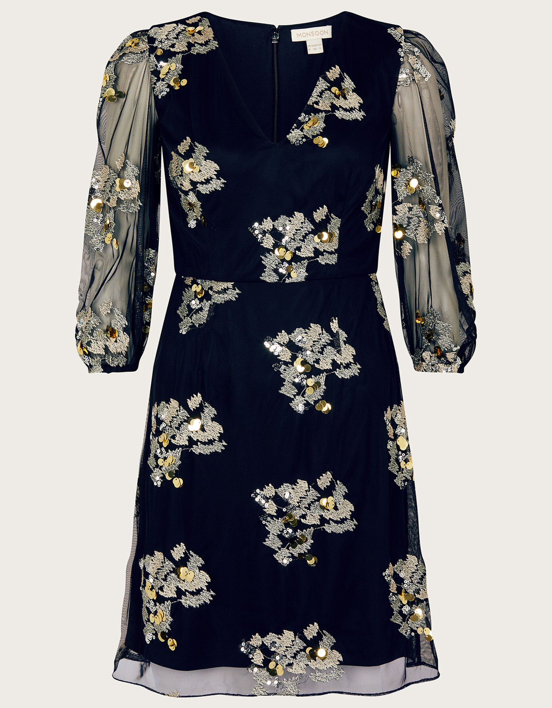 Jennifer Sequin Animal Tunic Dress Black