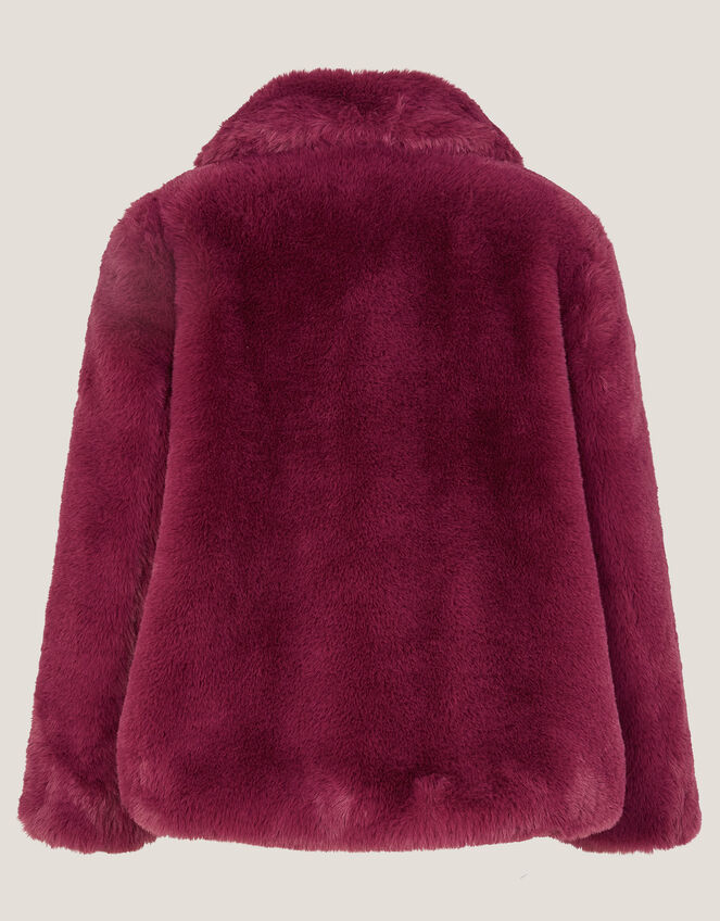 Bow Embellished Faux Fur Coat Red | Girls' Coats & Jackets | Monsoon US.