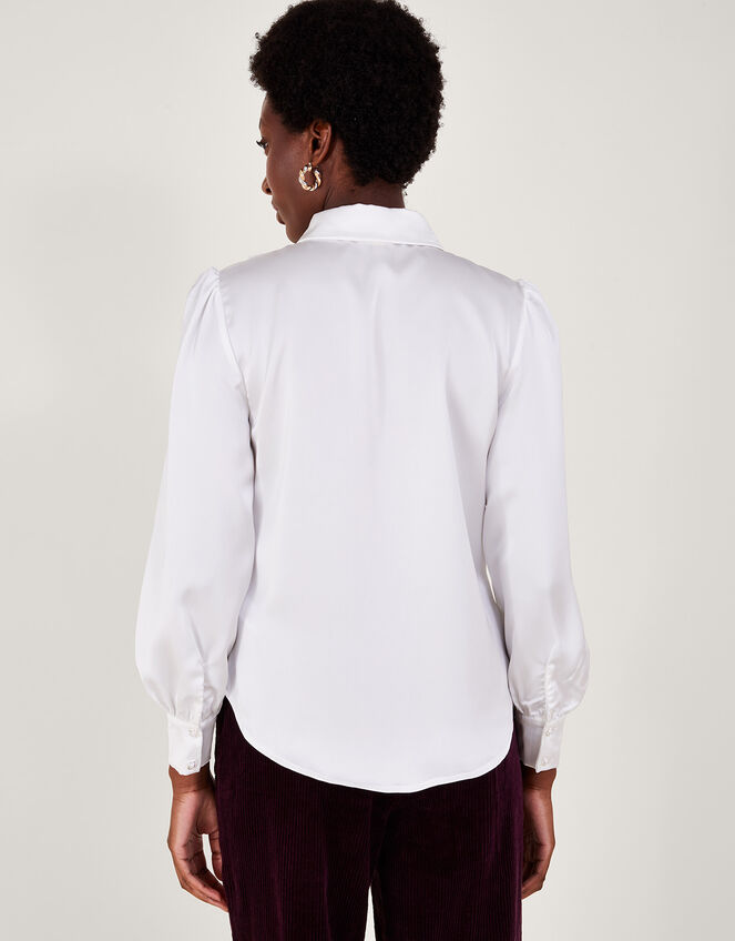 Sally Satin Frill Blouse White