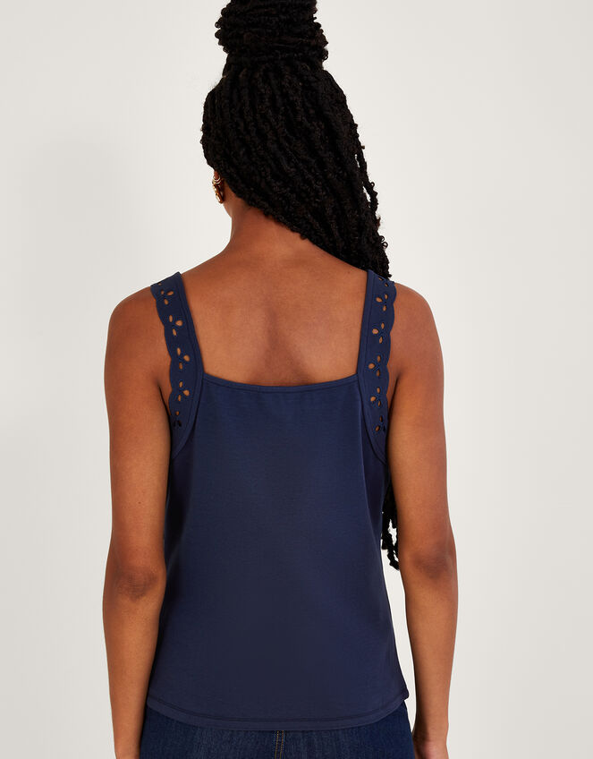 Jersey Cutwork Cami Tank Top Blue