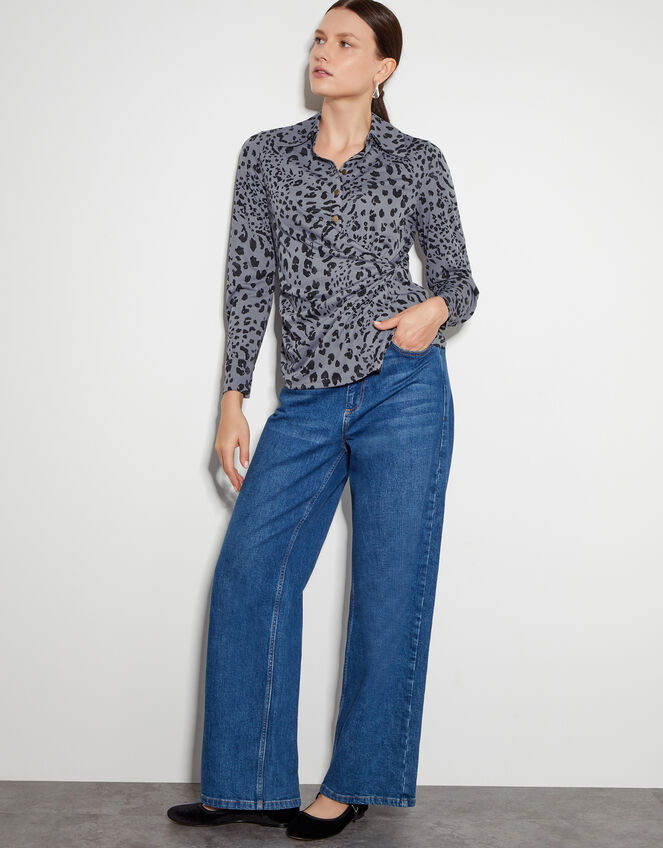 Aubrey Jersey Leopard Print Shirt Gray | Blouses & Shirts | Monsoon US.