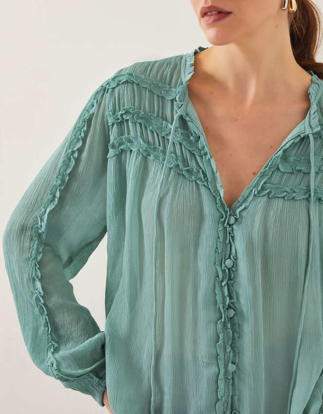 Juliet Sheer Texture Ruffle Blouse | Tops & T-shirts | Monsoon US.