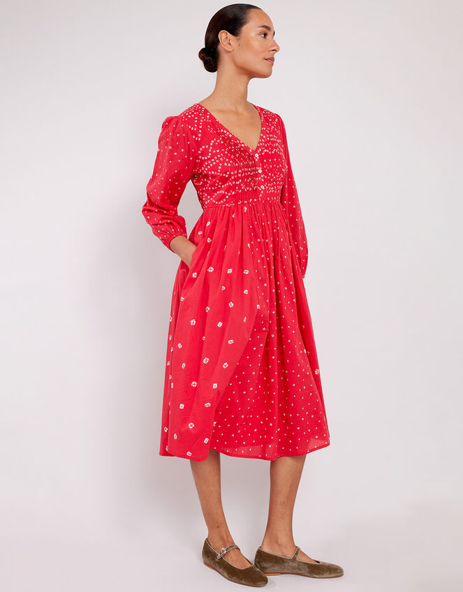East Nova Bandhani Print Dress Red