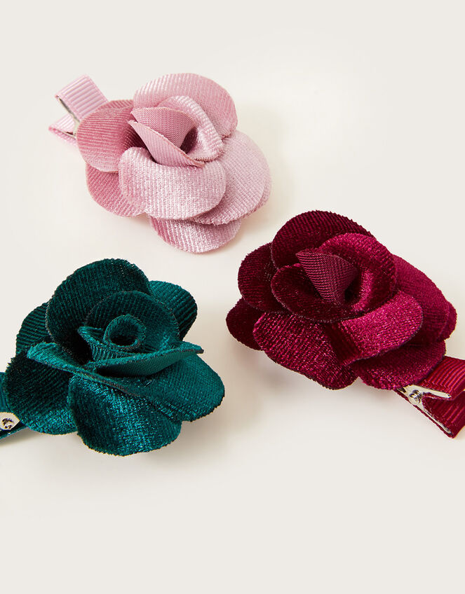 Velvet Rose Hair Clips Set of Three