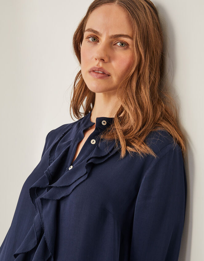 Lara Long Sleeve Frill Dress Blue | Work Dresses | Monsoon US.