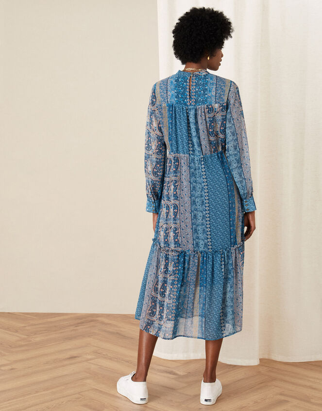 Paisley Print Midi Dress Teal