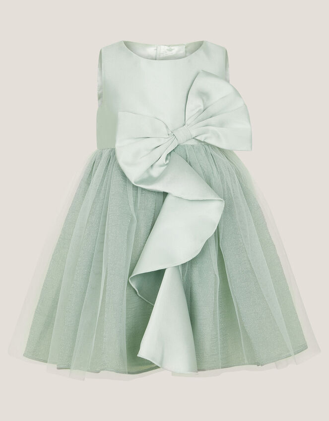 Baby Waterfall Bow Tulle Dress Green | Baby Girl Dresses | Monsoon Global.