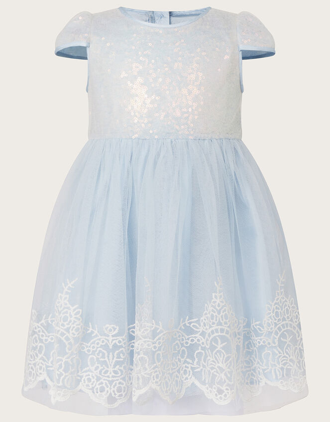 Baby Annelise Sequin Net Dress Blue