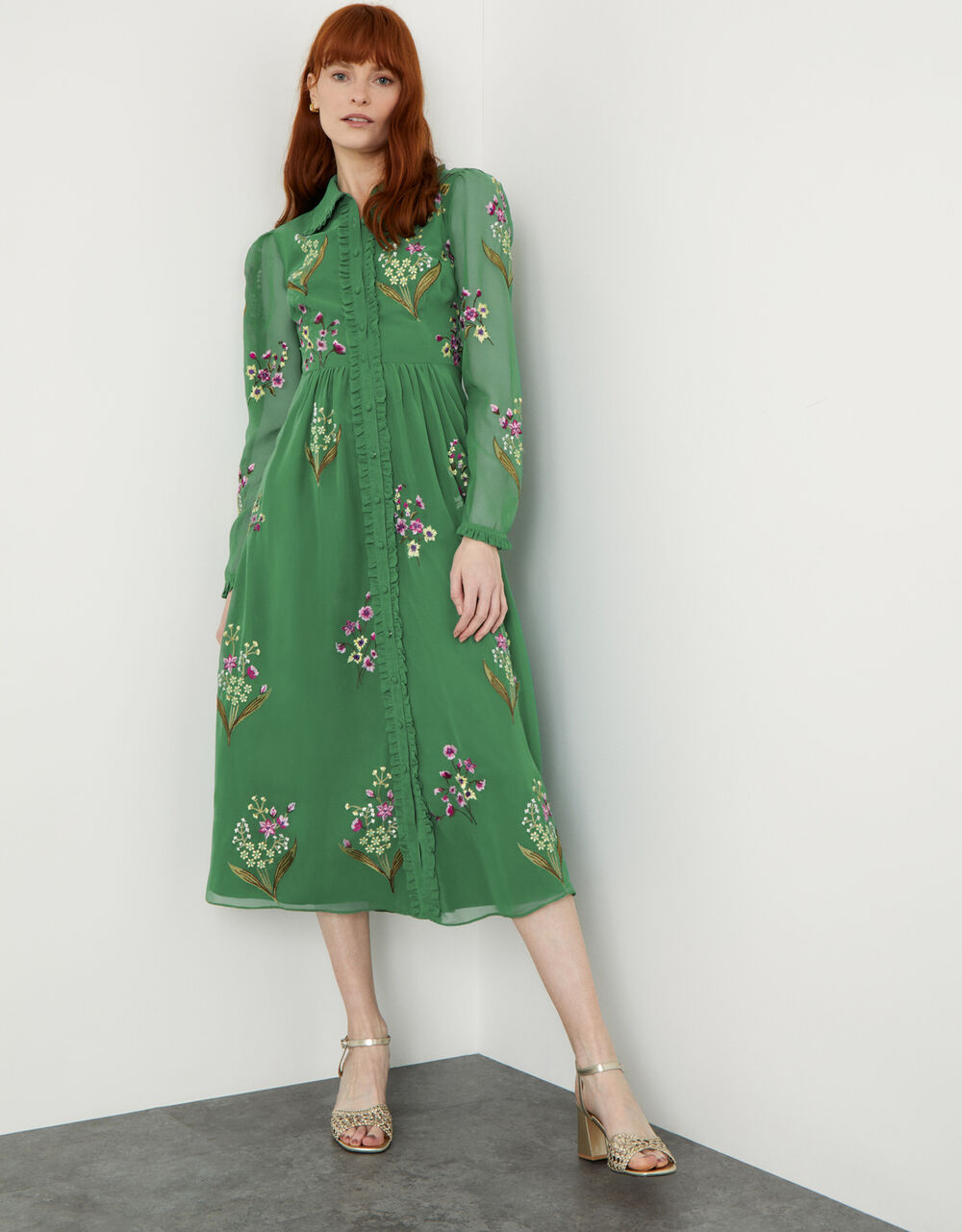 Maxine Shirt Dress Green | Evening Dresses | Monsoon Global.