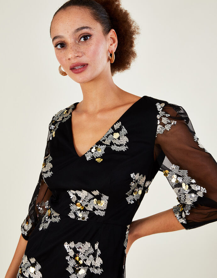 Jennifer Sequin Animal Tunic Dress Black