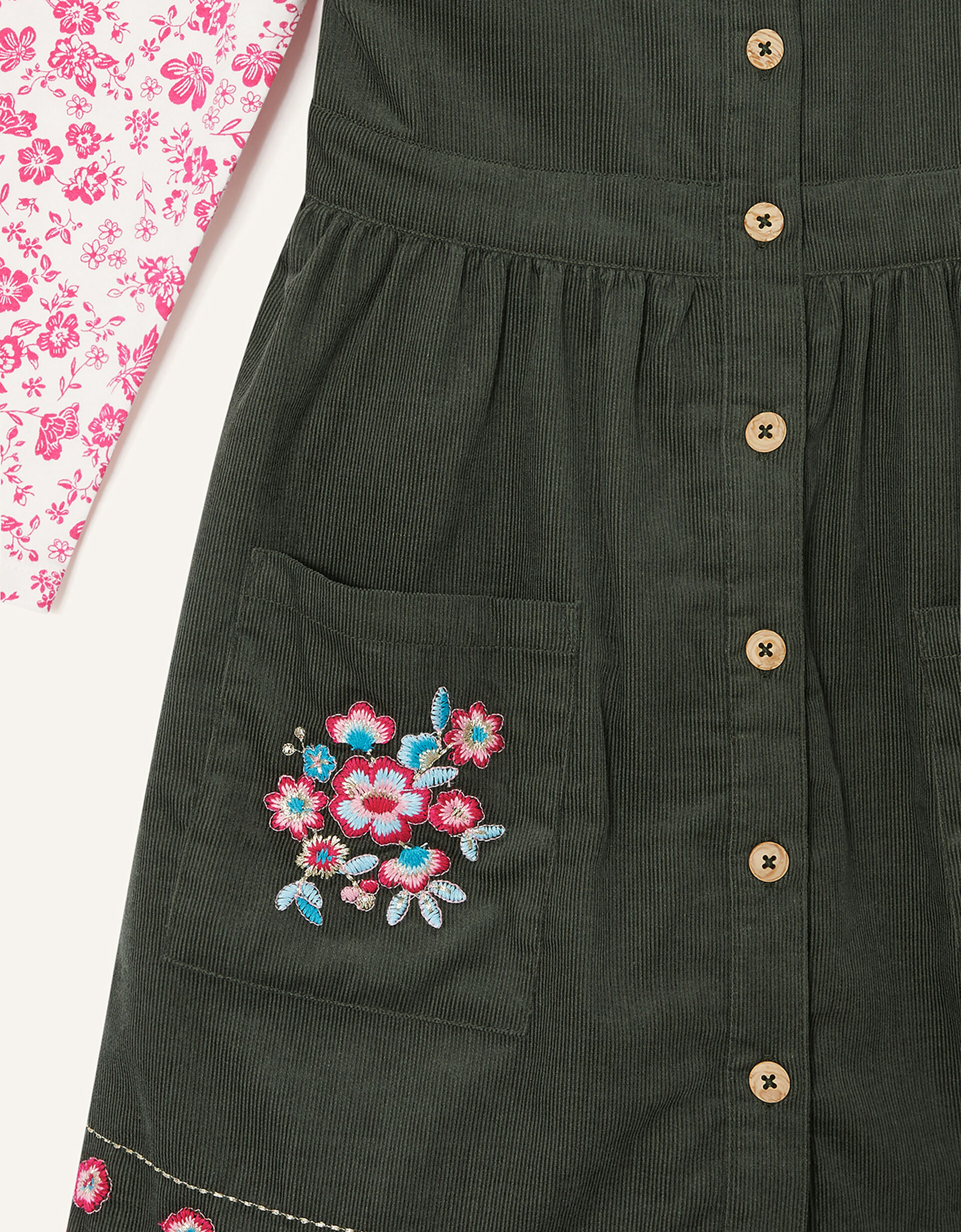 Embroidered Cord Dress and Top Set Grey | Girls' Dresses | Monsoon Global.