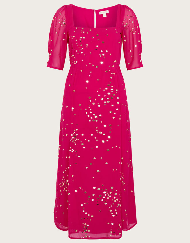 Judy Embellished Midi Dress in Recycled Polyester Pink