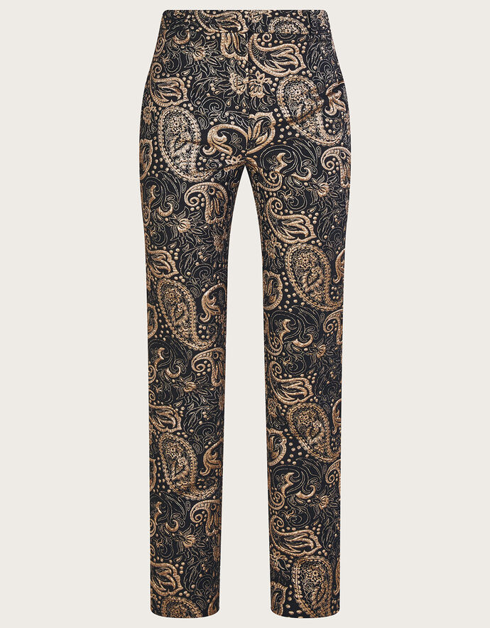Metallic Stretch Jacquard Trousers Black