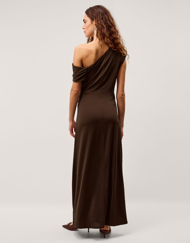 Trina Asymmetrical Embellished Jersey Maxi Dress Brown | Day Dresses ...